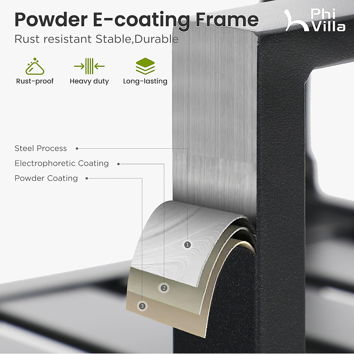 PHI VILLA Set of 2 Metal Patio Dining Chairs, Indoor/Outdoor Portable Patio Chairs, Stackable Bistro Chairs for Garden, Backyard, Lawn - Support 300 lbs