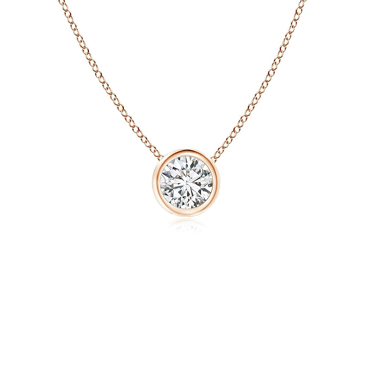 Angara Natural 0.25 Ct Diamond Classic Pendant Necklace for Women in 14K Rose Gold (Color : H | Clarity : SI2) | April Birthstone, Birthday, Anniversary, Wedding Jewelry Gift For Women