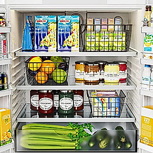 Wire Baskets, Warmfill 6 Pack Wire Storage Baskets Pantry Organization and Storage Metal Basket Bin for Shelf Pantry Kitchen Cabinet, Black (2 Small, 2 Medium, 2 Large)