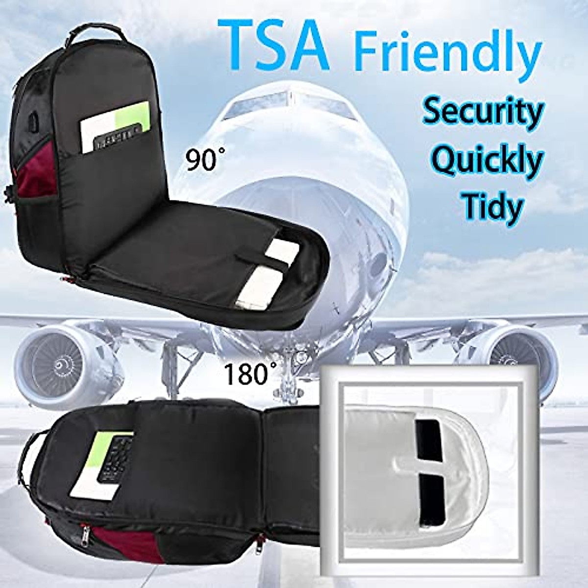 YOREPEK Travel Backpack, Extra Large 50L Laptop Backpacks for Men Women, Water Resistant College Backpack Airline Approved Business Bag with USB Charging Port Fits 17 Inch Computer, Bright Red