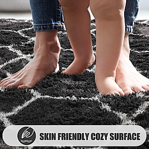 ONASAR Geometric Area Rug 5x7, Dark Grey and White Rugs for Bedroom, Modern Shag Fluffy Rug for Living Room, Classroom, Playroom, Office, Dorm, Kids Nursery, Cool Bedside Rug, Thick Fur Carpet