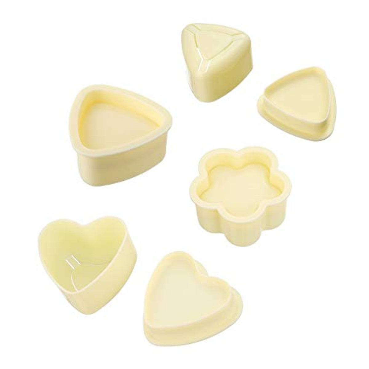 Triangle Sushi Mold,Heart-shaped Sushi Mold, Plum Blossom Sushi Mold Form Sushi Mold Onigiri Rice Mold DIY Tool, Yellow(6pcs)