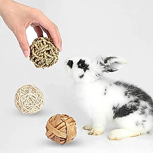 VCZONE Bunny Chew Toys, Rabbit Pet Tooth Chew Toys Organic Natural Apple Wood Grass Cake Ideal for Bunny, Chinchilla, Guinea Pigs, Hamsters Teeth Grinding (9 Pack)