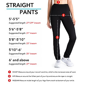 Yogipace,2 Back Pockets,Petite Women's 29" Fleece Lined Thermal Yoga Straight Leg Warm Sweatpants Winter Snow Pants,Black,Size M