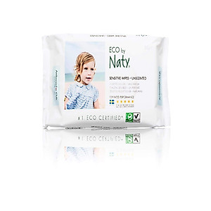 Naty Eco Sensitive Lightly Unscented Wipes - 56 per pack -- 12 packs per case.