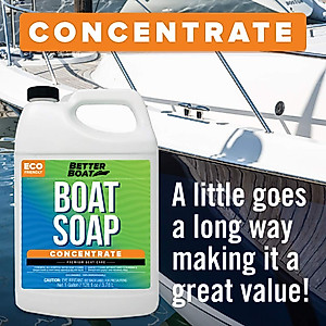 Premium Grade Boat Soap Marine Concentrate Cleaner Boat Wash Soap and Wax for Fresh and Salt Water Use Clean Fiberglass Boat Hulls Boat Cleaning Supplies RV Products 1 Gallon Boat Cleaner
