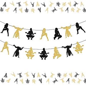 Cheereveal Twerk Banner Garland Set, Pole Dance Party Decorations Funny Birthday Banner for Bachelorette Stripper Party Supplies