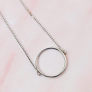 Pura Vida 14" Silver-Plated Circle Charm Choker Necklace - Adjustable Chain, Brass Base - 3" Extender