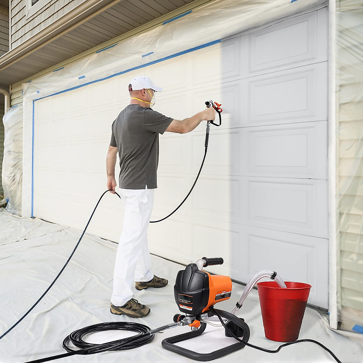 Wilrex Airless Paint Sprayer, 500W Spray Gun Tool for Interior & Exterior Home, Specialized for Water-Based Paint, Project Painter, (PPS01A)