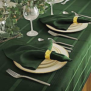 Newbridge 60 x 84 Inch Oval Fabric Tablecloth, Elegance Plaid, 100% Polyester, No Iron Soil Resistant Dining Room, Party and Banquet Table Cover, Solid Textured, Hunter Green