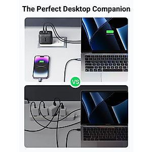 UGREEN 65W USB C Charger 4 Ports USB C Power Adapter GaN PD Fast Wall Charger Compatible with MacBook Pro/Air M2, Dell XPS 13, iPad Pro/Air, iPhone 15 Pro Max/14, Galaxy S23, Steam Deck, and More