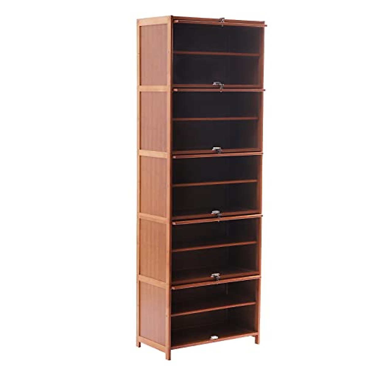 Bamboo Shoe Rack, Bamboo Shoe Rack Shelf Storage Organizer with Doors, 10 Tier Freestanding Shoe Cabinet for Entryway Closet Hallway Bedroom Living Room, Brown