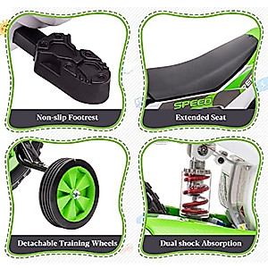 TOBBI Electric Motorcycle for Kids 12V Dirt Bike Ride on Toy Battery Powered Motorbike Off-Road Motocross Kid Motorized Vehicles w/ 2 Speeds, 35W Dual Motors, Training Wheels, Green