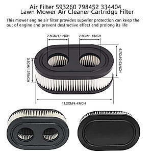 593260 798452 334404 Air Filter, 4247 5432 5432k 09P00 09P702 Engine Parts Lawn Mower Air Cleaner Replacement Filters, 500EX 550EX 575EX 625EX 675EXI 725EXI Mower Air Filter Mower Accessories(2Pcs)