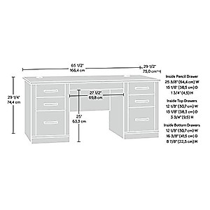 Sauder Office Port Desk, L: 65.51" x W: 29.53" x H: 29.29", Dark Alder Finish