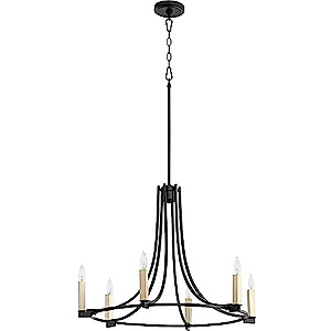 Quorum 696-6-69 Transitional Six Light Chandelier from Olympus Collection in Black Finish,