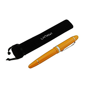 Lanxivi Jinhao 159 Fountain Pen Orange Color Silver Trim Big Heavy with Pen Pouch