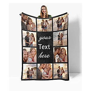 Custom Blanket with Photos Made in USA Personalized Gifts Personalized Blanket Warm 10 Photo Blankets for Couples Women Man Mom Friends on Birthday Christmas Wedding Anniversary Sofa Bed Office