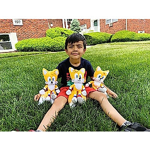 Adenzai Yellow Sonic Plush Action Figure Animal Hedgehog Super Sonic Ray Flying Squirrel Movie Plush Gift Plush for Kids Boys & Girls Sonic The Hedgehog Toy Tails Plush, Knuckles Plush 12 Inches