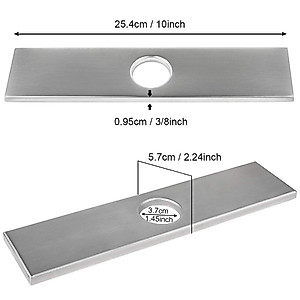 COOLWEST Square Deck Plate 10 Inch Hole Cover Escutcheon for Single Hole Kitchen Faucet, Rectangle Stainless Steel Rectangular 3-hole Cover Faucet Plates