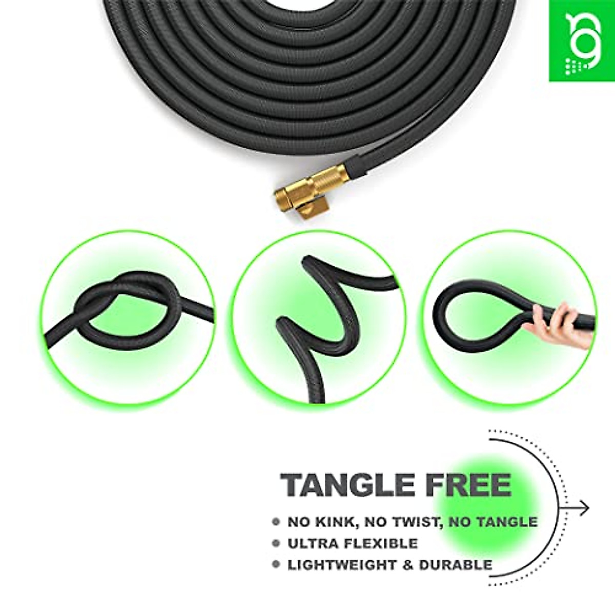 Nifty Grower Expandable Garden Hose 100FT - Hoses Expandable 100 FT Heavy Duty w/Double Latex Core - 100 Foot Hose w/Brass Fittings - Collapsible Hose 100FT