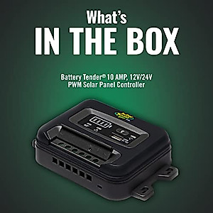 Battery Tender 10 AMP PWM Solar Charge Controller with LED Status Indicator for 12 Volt/24 Volt Lead Acid, AGM, and Gel Batteries