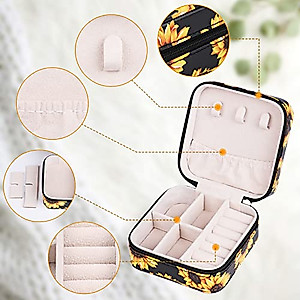 Travel Jewelery Case,Travel Essentials for Women Small Jewelry Box,Mini Travel Jewelry Organizer,Birthday Gifts for Women Bridesmaid Gifts Graduation Gifts for Girls Girlfriend Mom Wife Sunflower