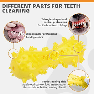 KOOLTAIL Indestructible Dog Toy, Floating Dog Toys for Swimming Pool,Dog Toothbrush Chew Toy, Interactive Training Games Funny Squeaky Dog Toy for Aggressive Chewers Small Medium Large Dogs Yellow