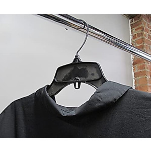 NAHANCO 24400BH Floor Ready Plastic Shirt/Dress Hanger with Black Swivel Hook, Coordinate Loop and Molded Non-Slip Shoulders, 15", Black (Pack of 100)