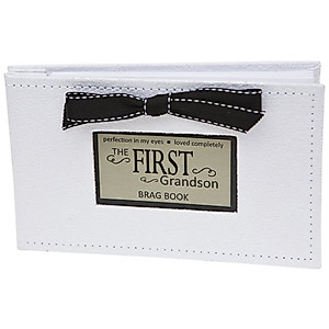 The Grandparent Gift Co. First Grandson Brag Book - Faux Suede Photo Album for New Grandparents