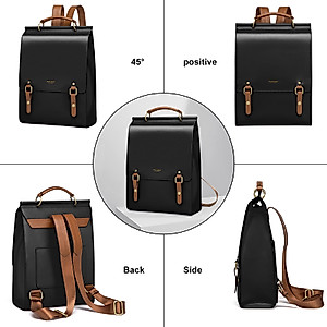 Cnoles Leather Backpack Purse For Women Fashion Ladies Vintage Bags Casual College Travel Backpacks Large bag Black