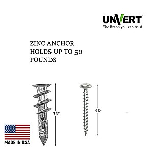 Unvert Metal Zinc E-z Anchors with Screws Kit, Heavy Duty Zinc Self Drilling Anchors with Fitting Phillip Screws #8 x 1-1/4” – Holds up to 50 LB. (10)