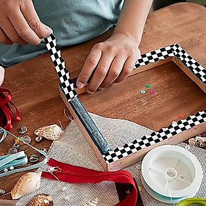 4 Rolls132ft Checkerboard Bulletin Board Trim Girl Style Bulletin Board Borders Checker Scalloped Bulletin Board Borders Racing Theme Back to School Party Decor with 140 Pieces Glue Point dots