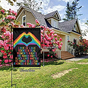 Love is Love Black Lives Matter Garden Flag For Outside, Double Sided BLM Lawn Sign, Revolution Movement Equality Social Vertical Flag Banner for Home Garden Yard Decorative 12 x 18 in