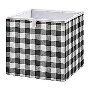 Kigai Storage Basket Buffalo Plaid Foldable Storage Bin 11 X 11 X 11 Inches Cube Storage Baskets Box for Shelves Closet Laundry Nursery Bedroom Home Decor