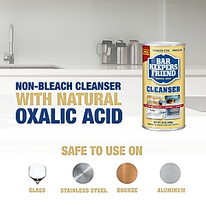 Bar Keepers Friend Powder Cleanser 12 Oz - Multipurpose Cleaner & Stain Remover - Bathroom, Kitchen & Outdoor Use - for Stainless Steel, Aluminum, Brass, Ceramic, Porcelain, Bronze and More (2 Pack)