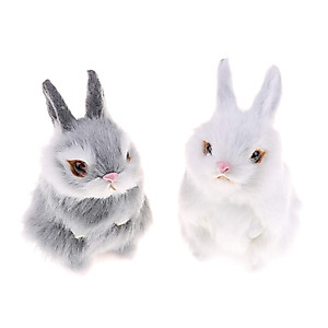GUDVES Mini Realistic Cute Plush Rabbits Fur Lifelike Animal Easter Bunny Simulation Toy Model Gift Miniatures Decorations (Rabbit Plush Toys)
