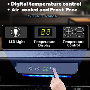 Kndko Mini Beverage Refrigerator and Cooler - 130 Can Mini Fridge with Glass Door, Digital Temperature Control, LED Light, Reversible Door, Perfect for Home, Office, Bar, and Game Room - 3.2 Cu.Ft