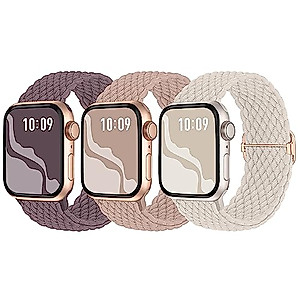 Braided Solo Loop Compatible with Apple Watch Band 38mm 40mm 41mm 42mm 44mm 45mm 49mm for Women Men, Nylon Elastic Straps Wristbands for iWatch Series Ultra SE 8 7 6 5 4 3 2 1