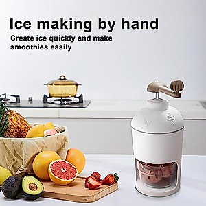 FAXIOAWA Ice Crusher Machine for Home Use, Hand Crank Ice Shaver Machine, Slushie Maker with Ice Mold, Shaved Ice Maker Machine for Snow Cones, Cocktails, Rapid and Easy Ice Cutting Orange