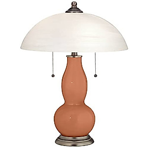 Color + Plus Baked Clay Gourd-Shaped Table Lamp with Alabaster Shade