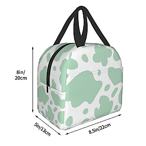 Senheol Mint Green Cow Animal Lunch Box, Insulation Lunch Bag for Women Men, Reusable Lunch Tote Bags Perfect for Office Camping Hiking Picnic Beach Travel