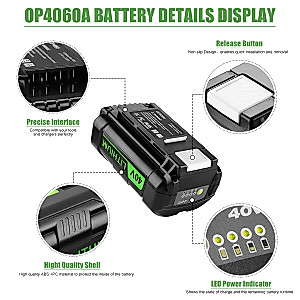 Bakipante 2Pack 40V 6.5Ah Battery Replacement for Ryobi 40V Lithium Battery OP4040 OP4050A OP4060 OP4015 OP4026 OP4030 Compatible with Ryobi 40 Volt Cordless Power Tools