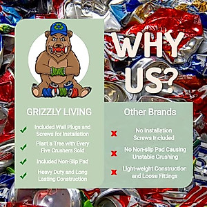 Grizzly Living Aluminum Can Crusher | Heavy Duty Can Crusher Wall Mounted for 12-16oz Cans | Can Crusher for Recycling Soda, Beer or Soft Drinks Cans