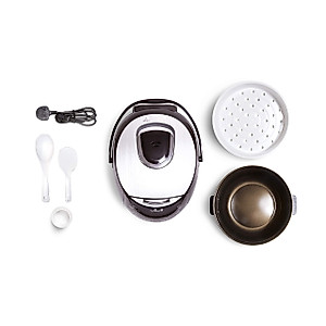 Yum Asia Sakura Rice Cooker with Ceramic Bowl and Advanced Fuzzy Logic (8 Cup, 1.5 Litre) 6 Rice Cook Functions, 6 Multicook Functions, Motouch LED Display, 120V Power (Black and Silver)