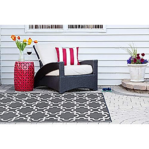 DII Reversible Outdoor Lattice Woven Rug, 4x6 Ft, Gray