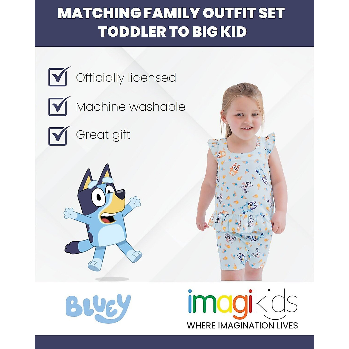 Bluey Bingo Muffin Little Girls Matching Family Tank Top and Shorts Outfit Set Girls Shorts Set 7-8