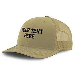 Mesh Trucker Hat Baseball Cap Custom Personalized Text Cotton Dad Hats for Men & Women Snapback Khaki One Size