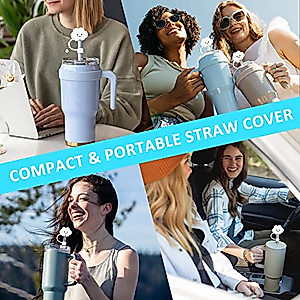 Bubbola Straw Covers Compatible with Stanley 40 OZ Tumbler Cups, Reusable Silicone Straw Tip Toppers for 0.4 inch/10mm Straws,Soft Protector Cover, 2Pcs Cloud