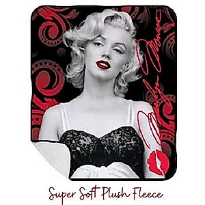 Silver Buffalo Marilyn Monroe Black Lingerie Sherpa Throw Blanket, 50 x 60 inches, Multicolored